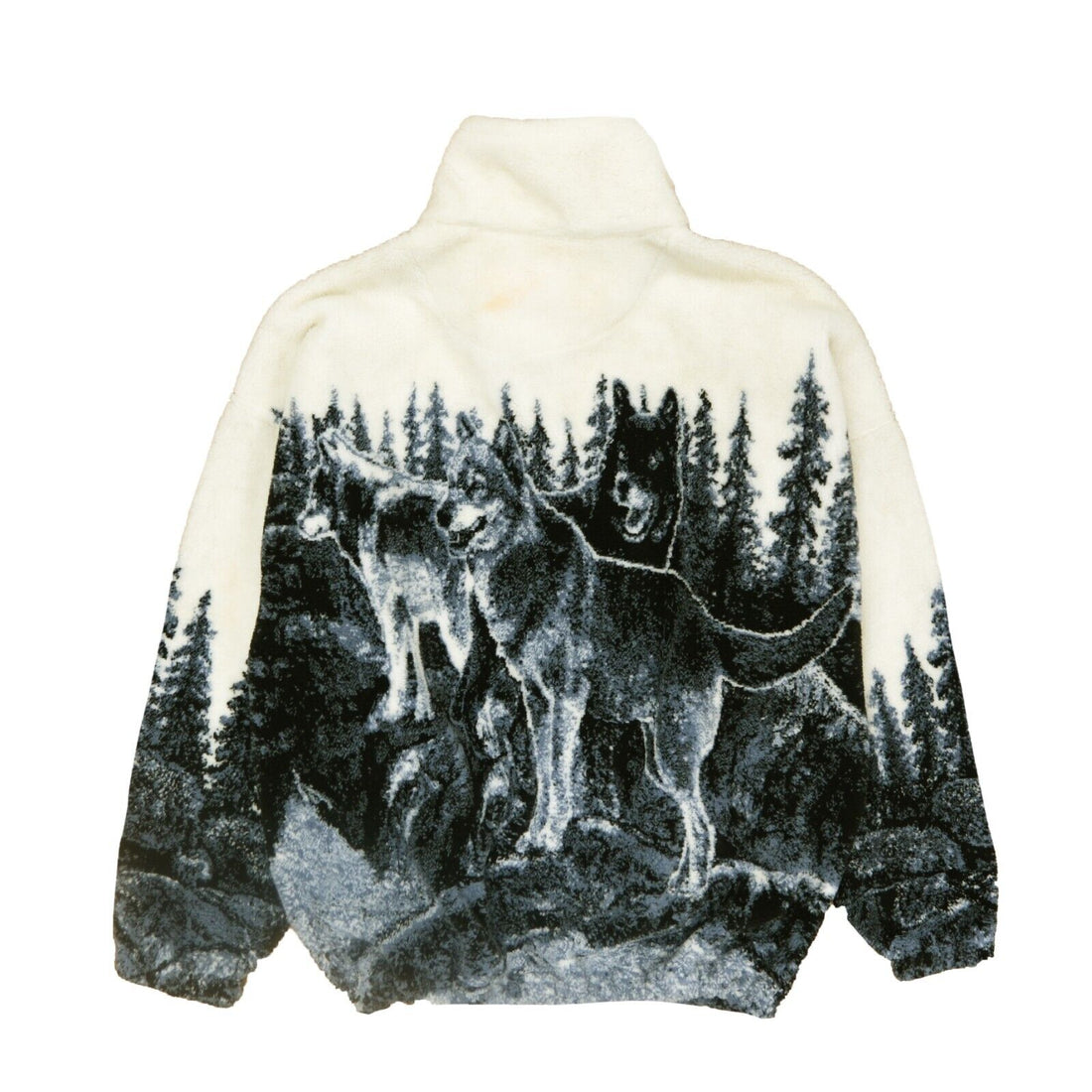Vintage Fleece Jacket Wolf Print Ladies Large Cloak Vintage