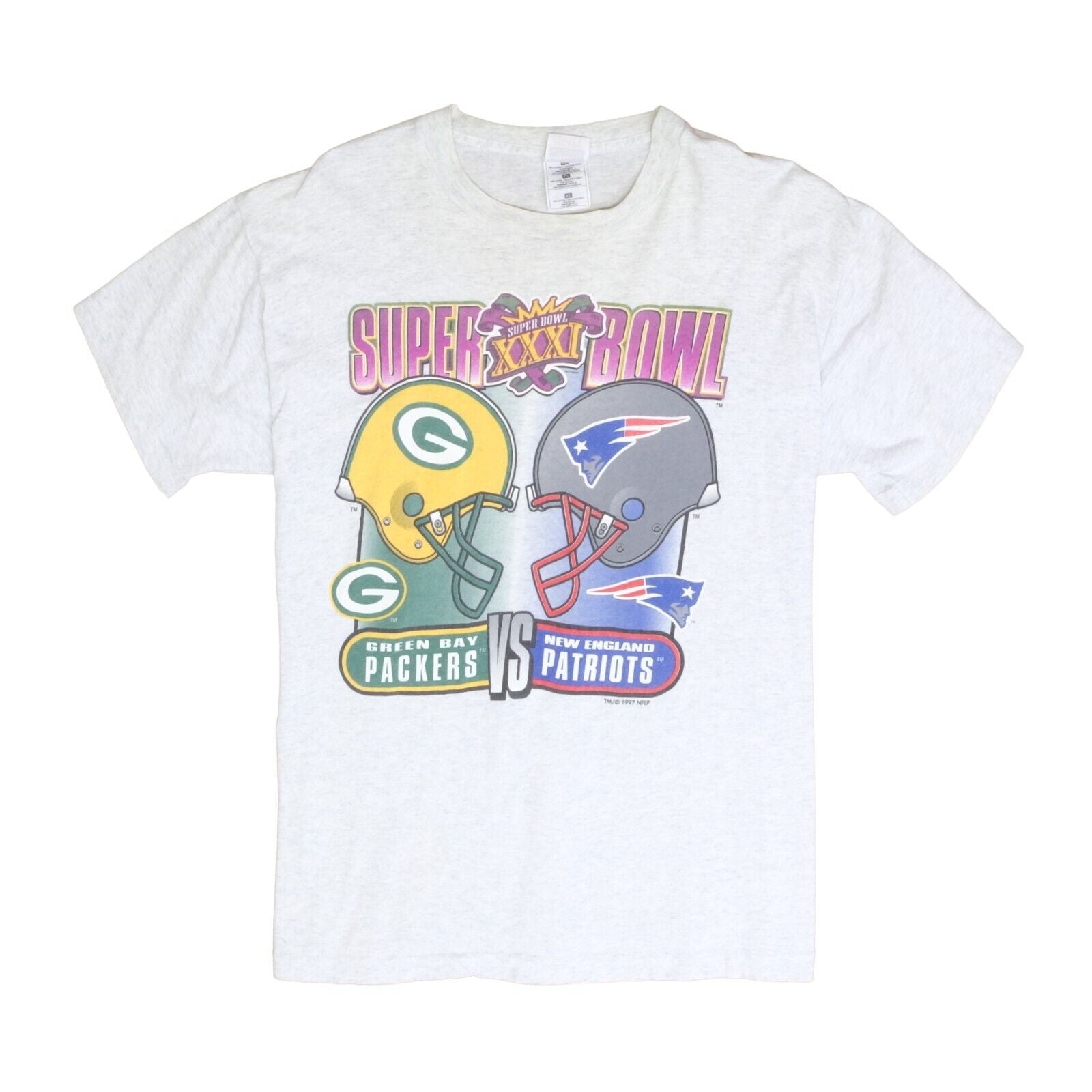 Vintage Packers Patriots Super Bowl XXXI T-Shirt Size XL Gray 1997 90s – Throwback Vault